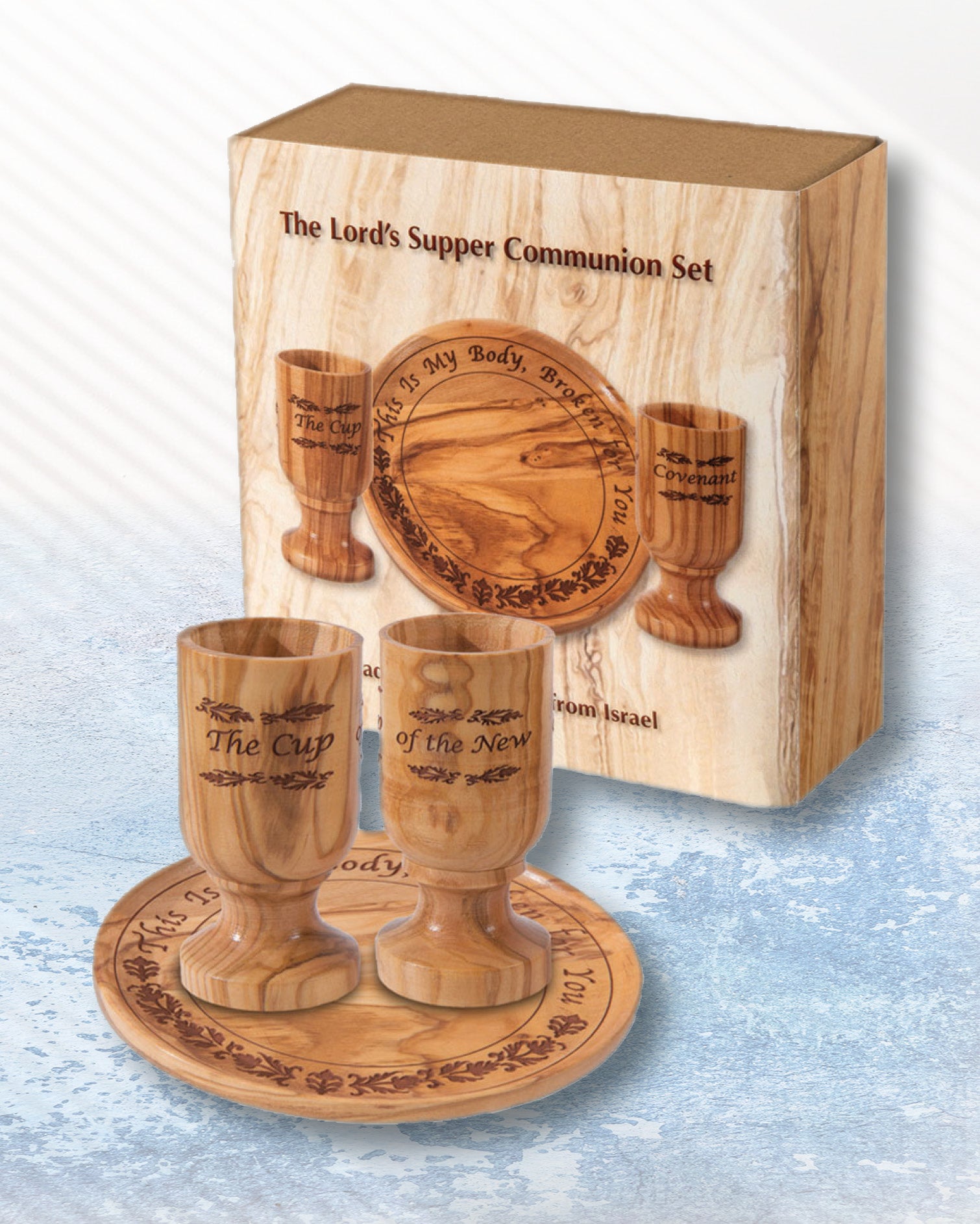 Olive Wood Plate and Cup Set – Holy Land Gifts